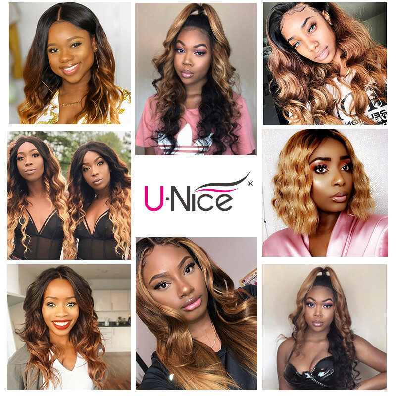 UNice Cambodian Ombre Brown Body Wave 3 Bundles Human Hair Weave Hair ...