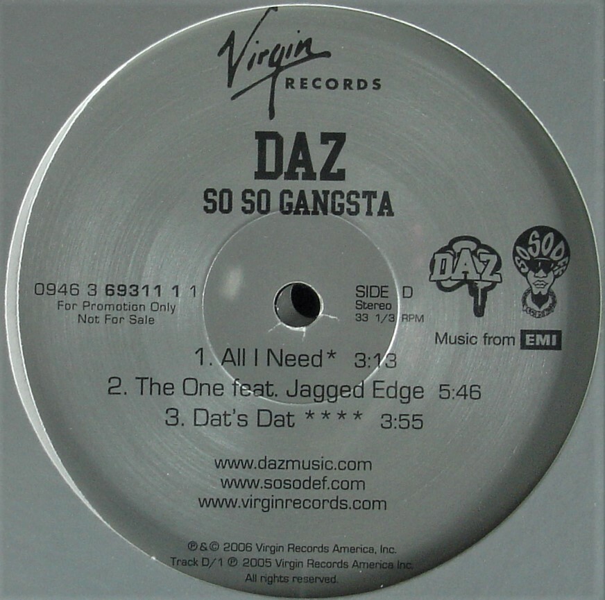 DAZ "SO SO GANGSTA" 2006 2X VINYL LP ALBUM PROMO RICK ROSS, ICE CUBE ...