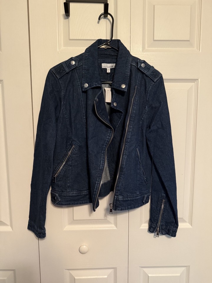 LOFT Denim Blue Jean Moto Jacket ~ Size SMALL ~ NWT! | eBay