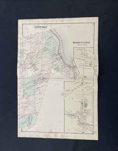 1878 Antique Map Newport Vermont & Derby Line Vt by FW Beers ORIGINAL ...