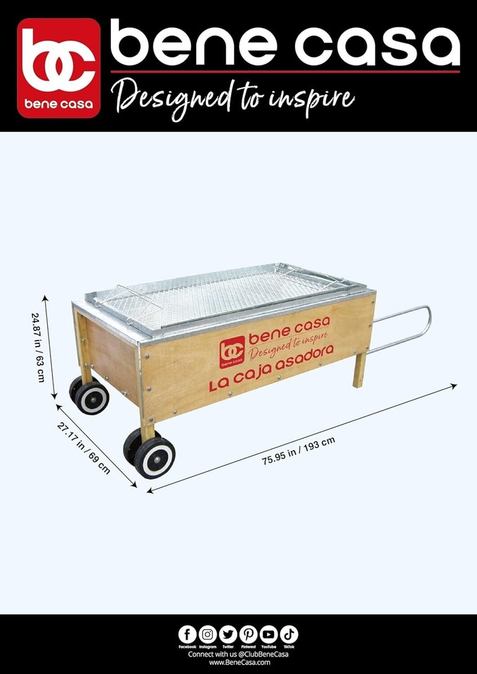 Bene Casa Caja Asadora Roasting Box, 70lb Capacity, Outdoor Roasting ...