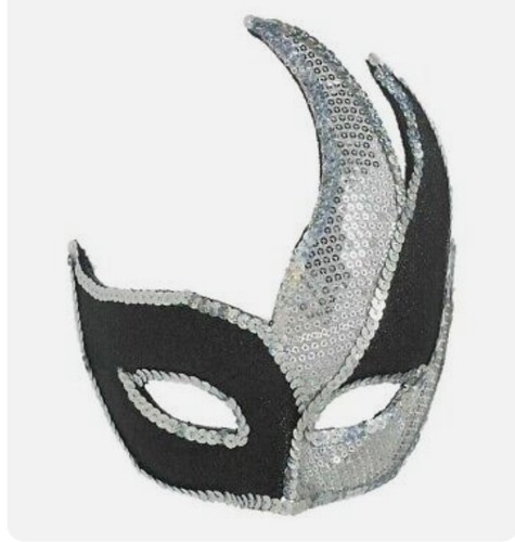 New Black And Silver Sequin Swish Eye Mask Costume Accessory ...