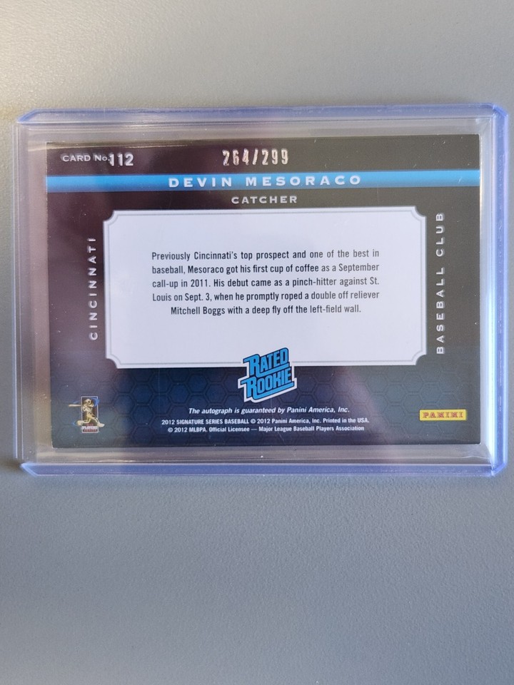 2012 Panini Signature Series Rated /299 Devin Mesoraco #112 Rookie Auto ...