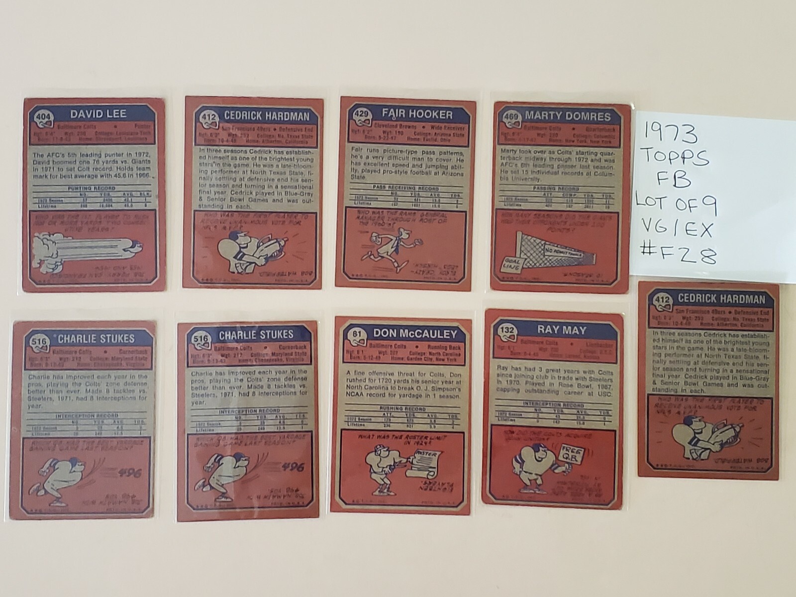 1973 Topps NFL Football cards. LOT OF 9 (#F28). VG/EX. Fair Hooker | eBay