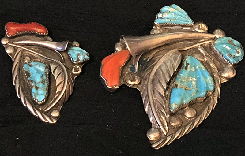 Masterpiece Zuni Cochiti Ben Eustace Pin Carved Natural Coral Turquoise ...