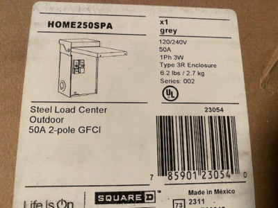 Square D Spa Panel 120/240V 50-Amp 2-Space 4-Circuit Main Lug Surface ...