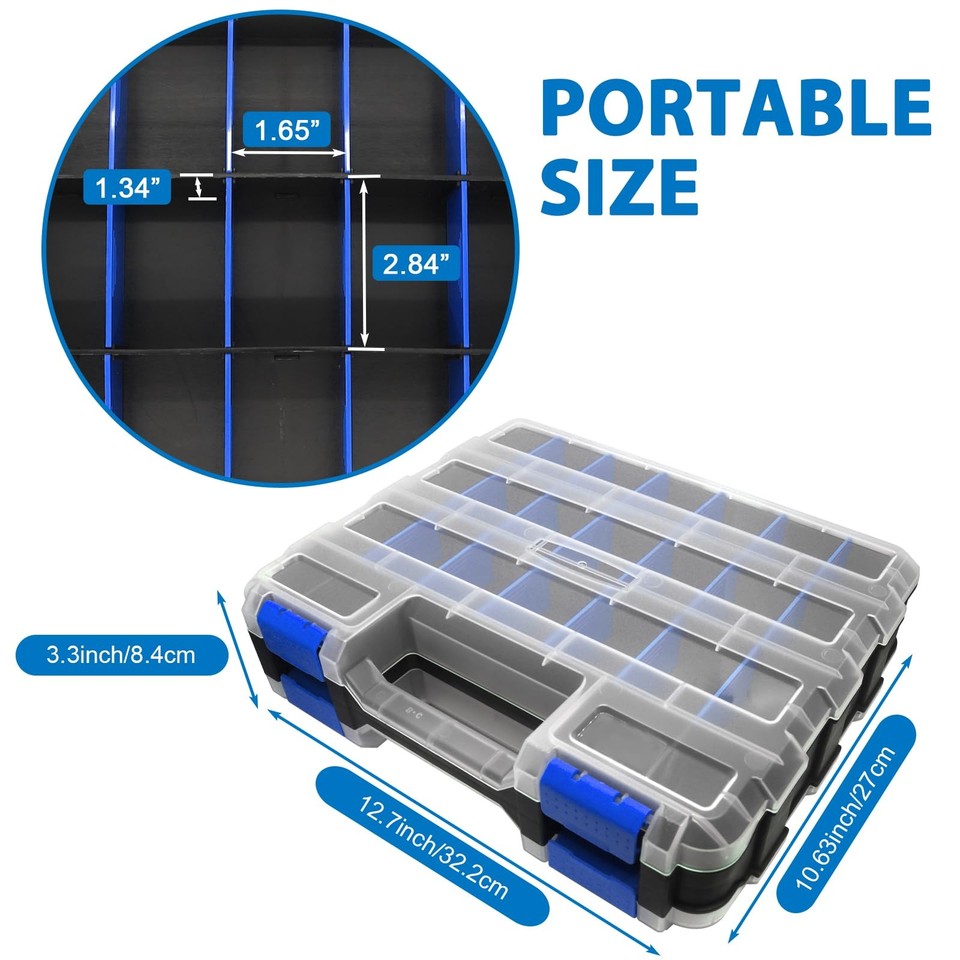 Double Side Tool Box Organizer, Hardware Storage Box, Portable Small ...