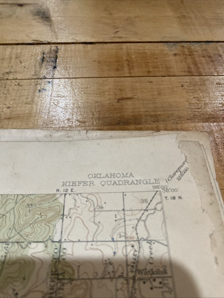 Oklahoma Kiefer Quadrangle Topography Map 1916 | eBay