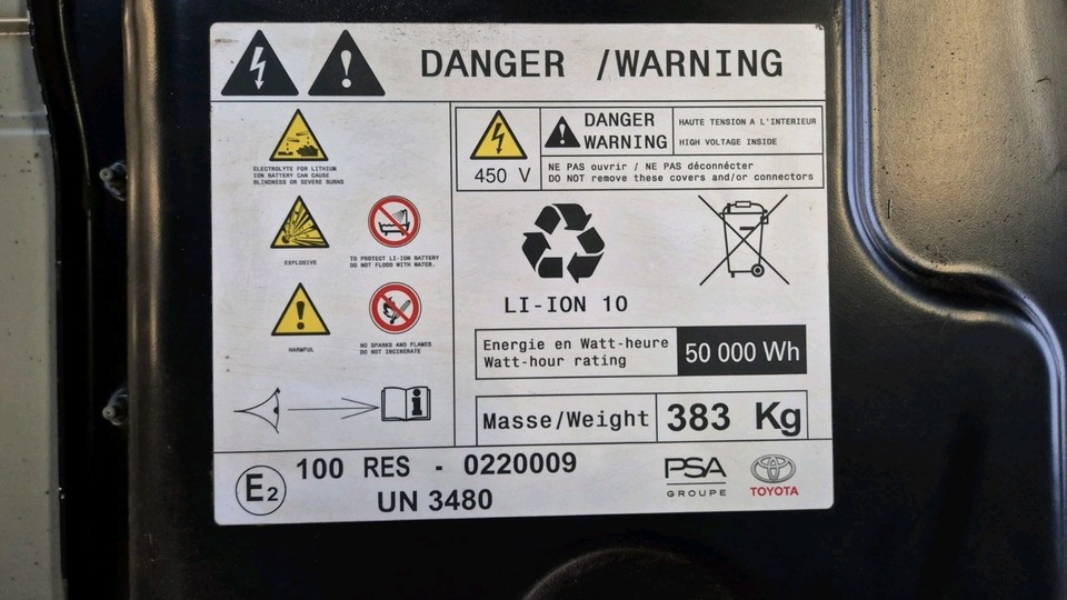 Peugeot e-Expert L1 Ev 50kWh M1000 HV Battery Pack High Voltage LI ION ...