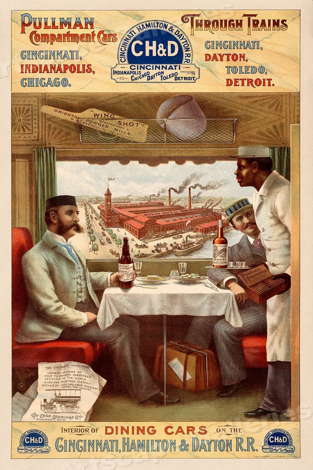 1890s Pullman Train Dining Car Classic Railroad Advertisement Poster ...