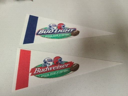 Vintage BUDWEISER & BUD LIGHT Official Beers of Football Mini PENNANTS ...