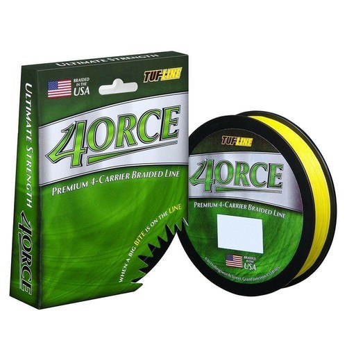 New Tuf-Line 4orce Hi Vis Premium YELLOW 125 Yards 10lb Braided Fishing ...