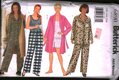6890 Vintage Butterick Sewing Pattern Misses Sleepwear Pajamas Robe ...