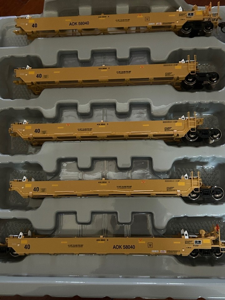 ARKANSAS OKLAHOMA RR GUNDERSON 5 CAR MAXI I WELL DOUBLE STACK CARS HO ...