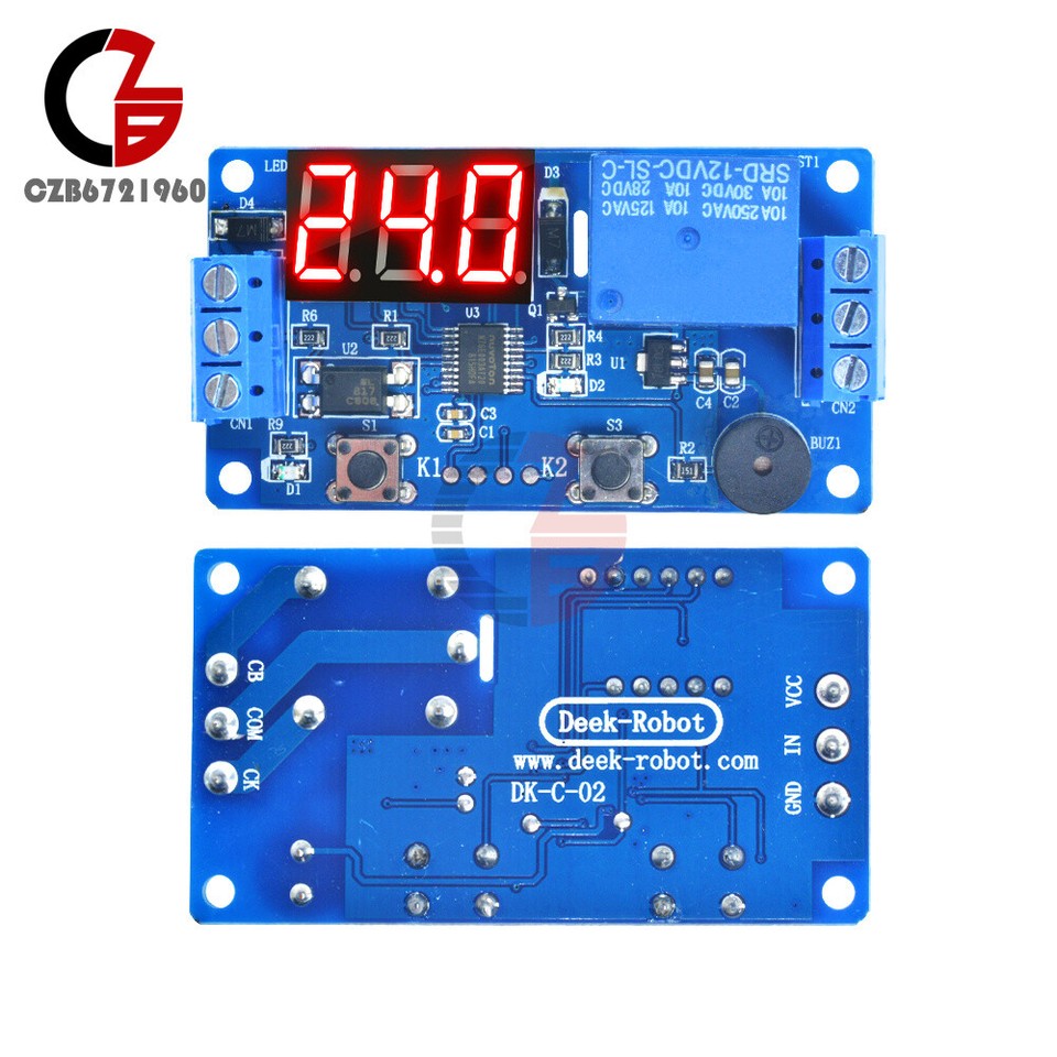 12V LED Display Timer Relay Programmable Module Delay Switch Car Buzzer ...