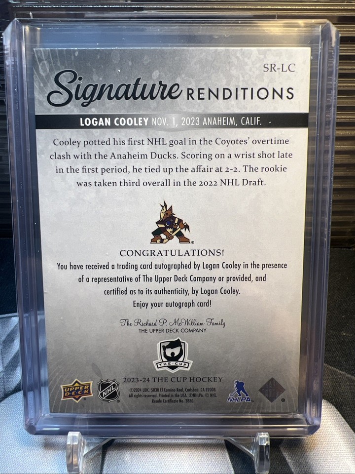 2023-24 The Cup Signature Renditions Logan Cooley | eBay