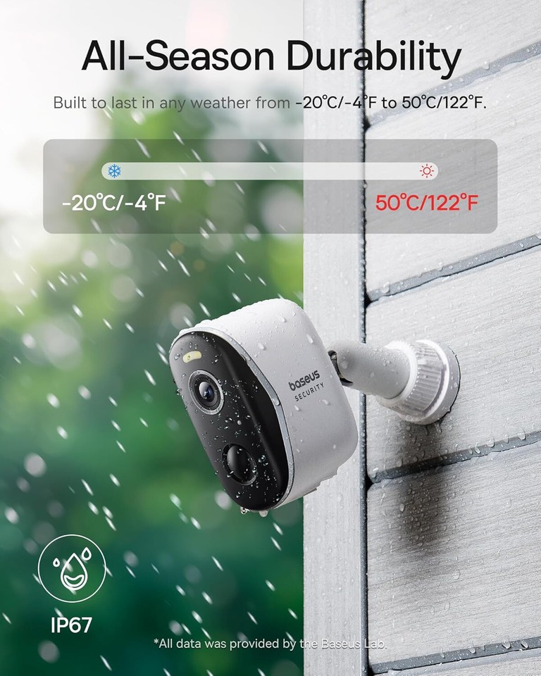 Baseus Non Subscription Security Camera, N1 2-Cam Kit with 2K Clarity ...