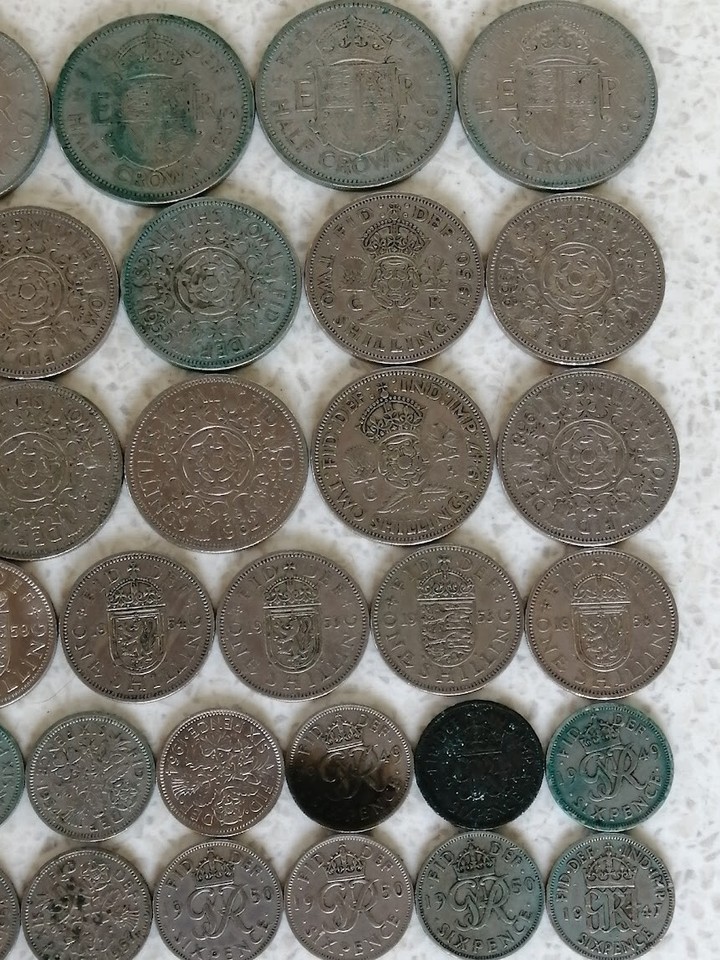 Sixpenny , shilling, two shilling and half crown coins joblot | eBay UK