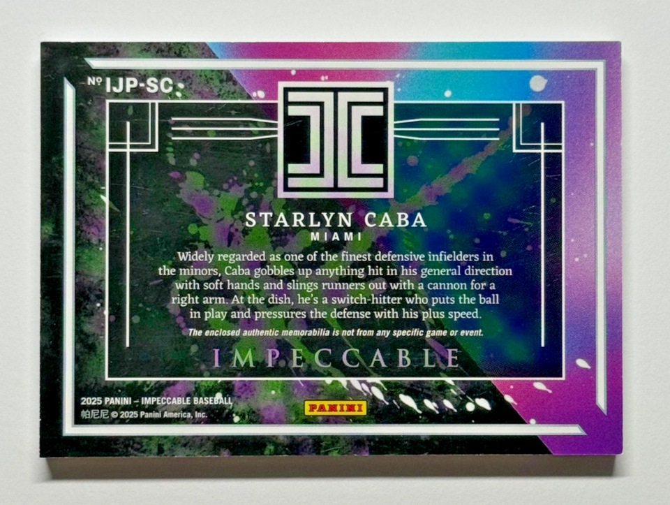 2025 Panini Impeccable Baseball IJP-SC STARLYN CABA Hats Patch Relic ...
