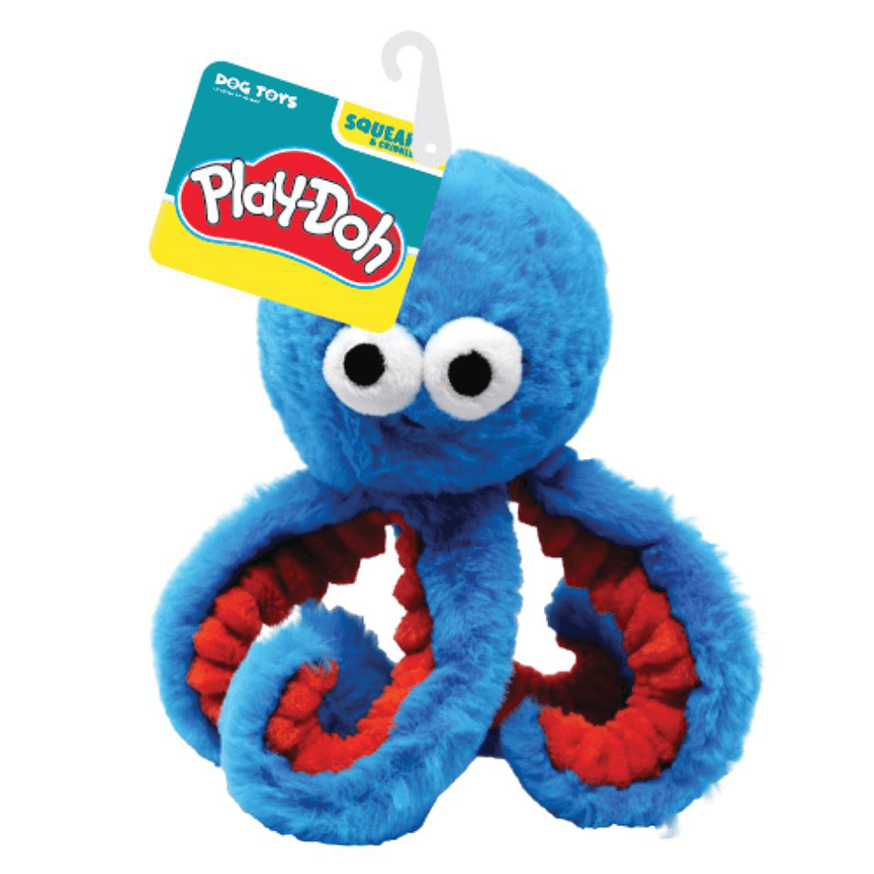 Hasbro Dog Toys Play-Doh Squeak & Crinkle Small Octopus Stuffed Dog Toy ...