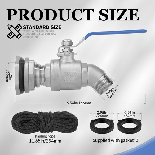 Rain Barrel Spigot Kit High Flow Water Barrel Faucet 3/4NPT to 3/4GHT ...