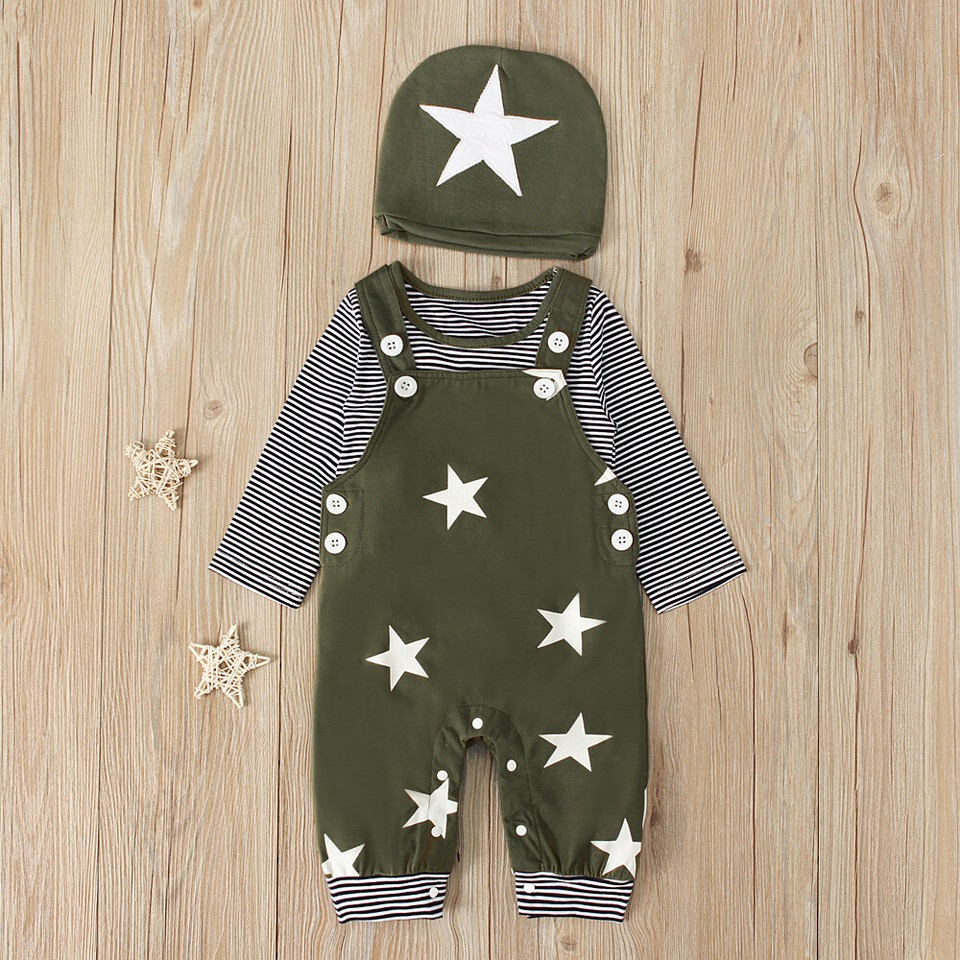 Baby Infant Kids Baby Boys Star Clothes T-shirt Tops Strap Pants ...