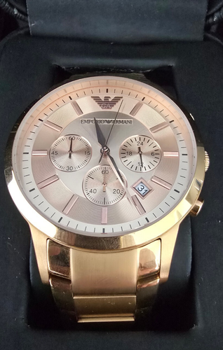 Emporio Armani AR2452 Classic Rose Gold Chronograph Analog Quartz Men's ...