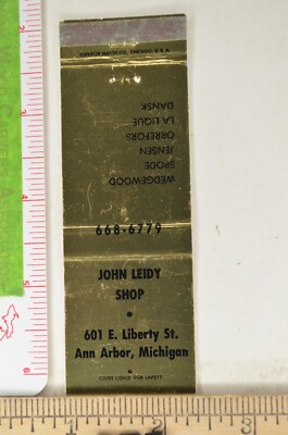 Matchbook Cover John Leidy Shop Ann Arbor Michigan Dansk Spode La Lique mf1 | eBay