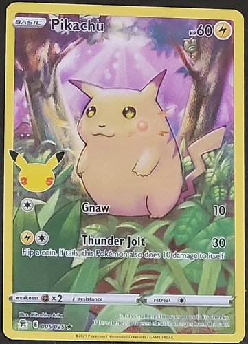 Pikachu Full Art 005/025 Celebrations Pokemon TCG Card 25th Anniversary ...