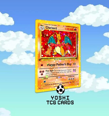 Pokemon Charizard Custom Father's Day Card Artwork Holo Card ACG DIY | eBay