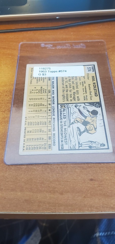1963 Topps - High #574 Hal Kolstad | eBay