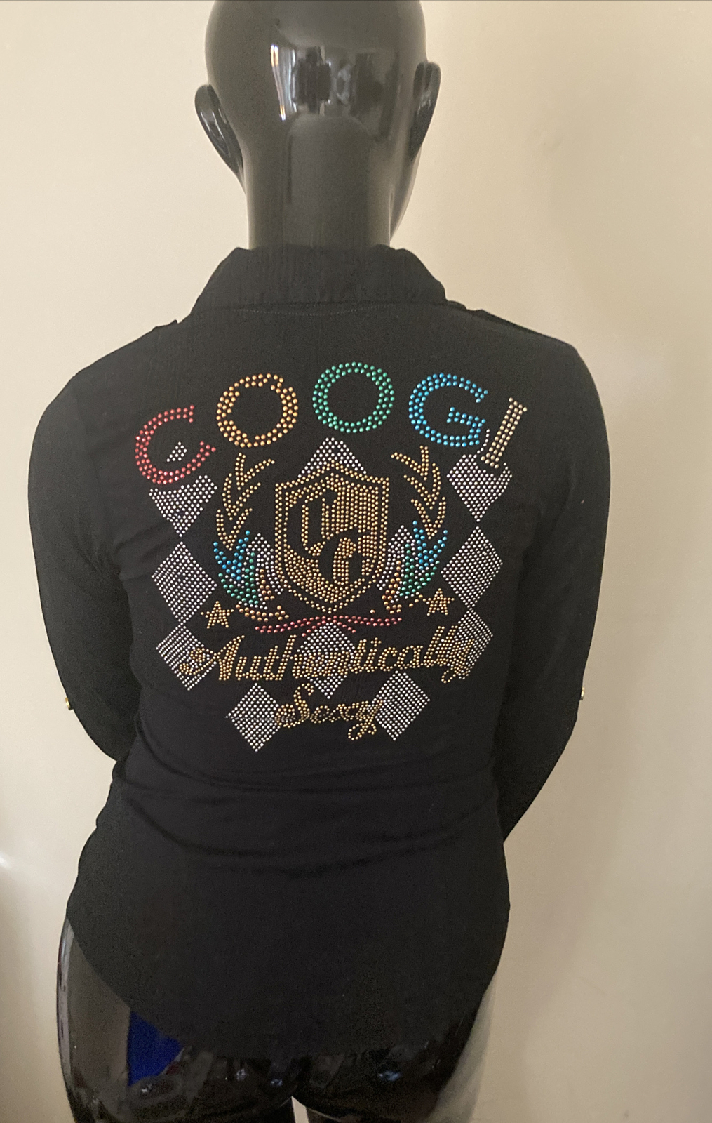 Coogi Embellished Logo Unisex Black Shirt Long Sleeve… - Gem