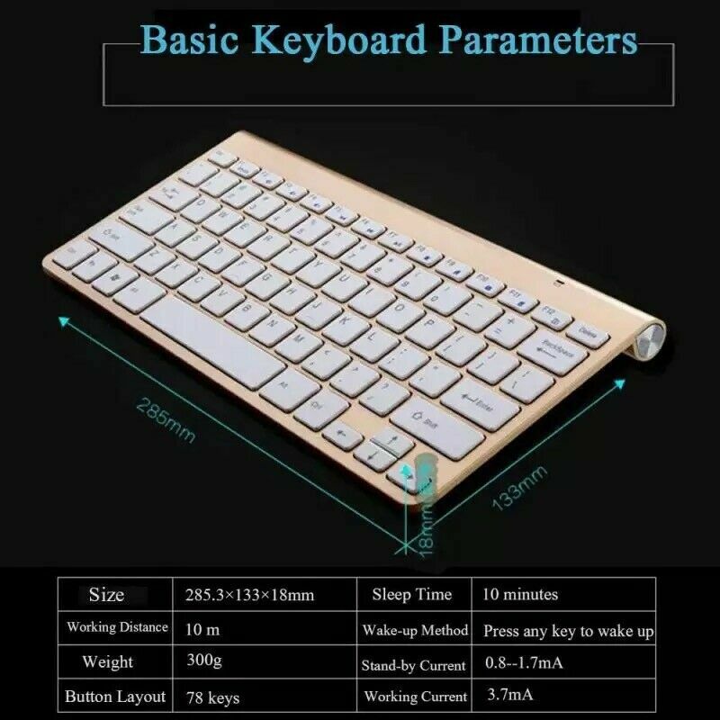 Mini Wireless Keyboard And Mouse Set Waterproof 2.4G For Mac Apple PC ...