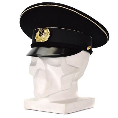 Original Russian soviet army cap visor forage peaked black navy marines ...