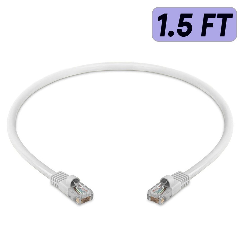 10 PACK Cat5e Cable White Cat 5 Patch Cord Ethernet RJ45 Connectors LAN ...