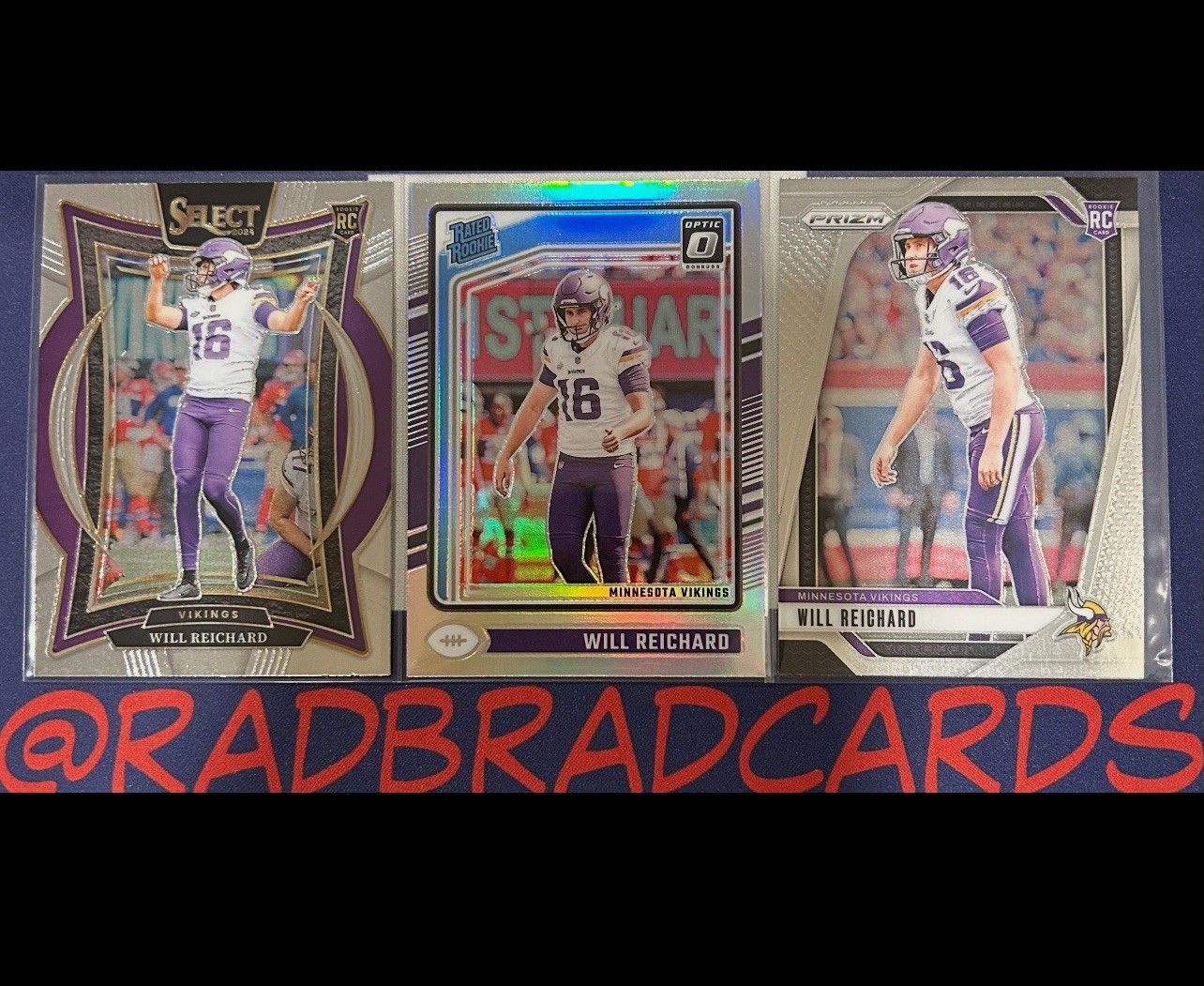 NFL Football Minnesota Vikings 24 Panini Will Reichard 3 Rookie Card ...