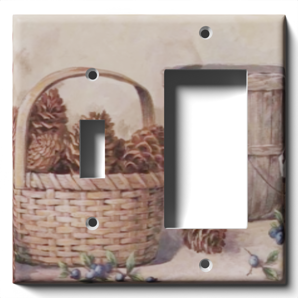 Pine Cone Baskets Decorative Light Switch Plate Cover Outlet Wall Plate ...