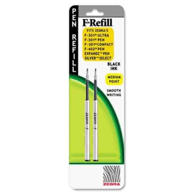 Zebra F-Refill Med Point 2/Pk Black Ink F-301 Series F-402 Expanz ...