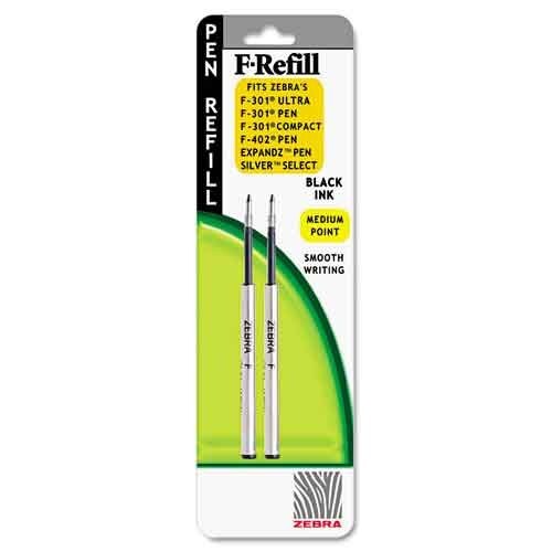 Zebra F-Refill Med Point 2/Pk Black Ink F-301 Series F-402 Expanz ...