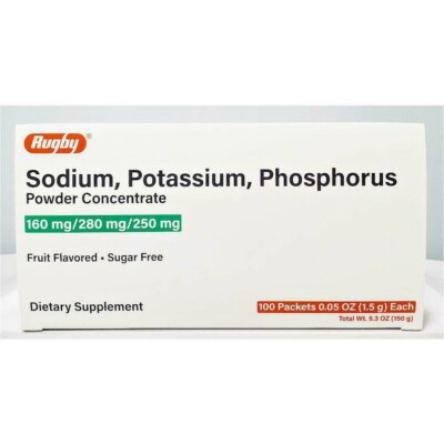Rugby Sodium Potassium Phosphorus 100 Packets (Compare to Phosnak) -Exp ...