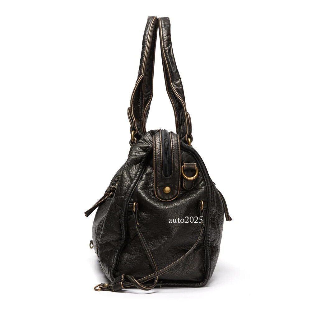 Women Handbag Pu Leather Tote Bag Vintage Washed Leather Shoulder Bag ...