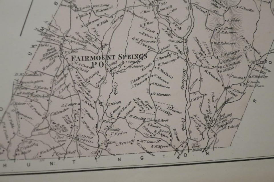 ORIGINAL 1873 hand-colord Map,FAIRMOUNT TOWNSHIP,LUZERNE County,PA ...