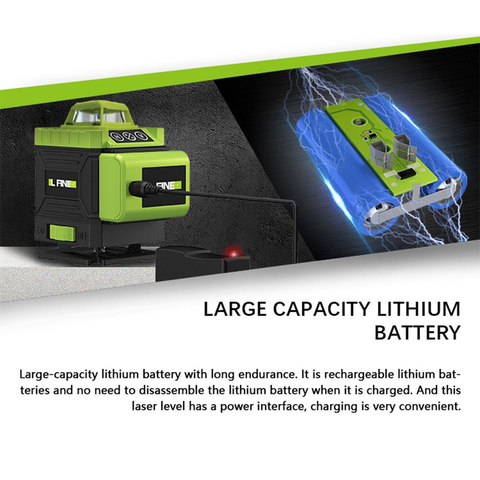 L FINE 16 Line 4D 360° Rotary Green Laser Level Self Leveling Measure ...