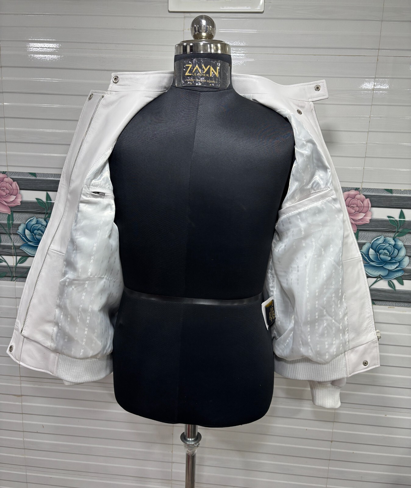 Men's Pure White Leather Bomber Jacket Real Lambskin Leather Classic ...