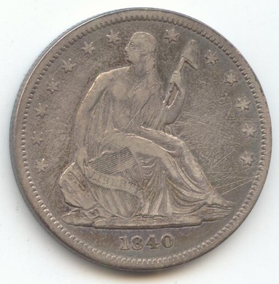 1840 Seated Liberty Half Dollar, VF-XF Details | eBay