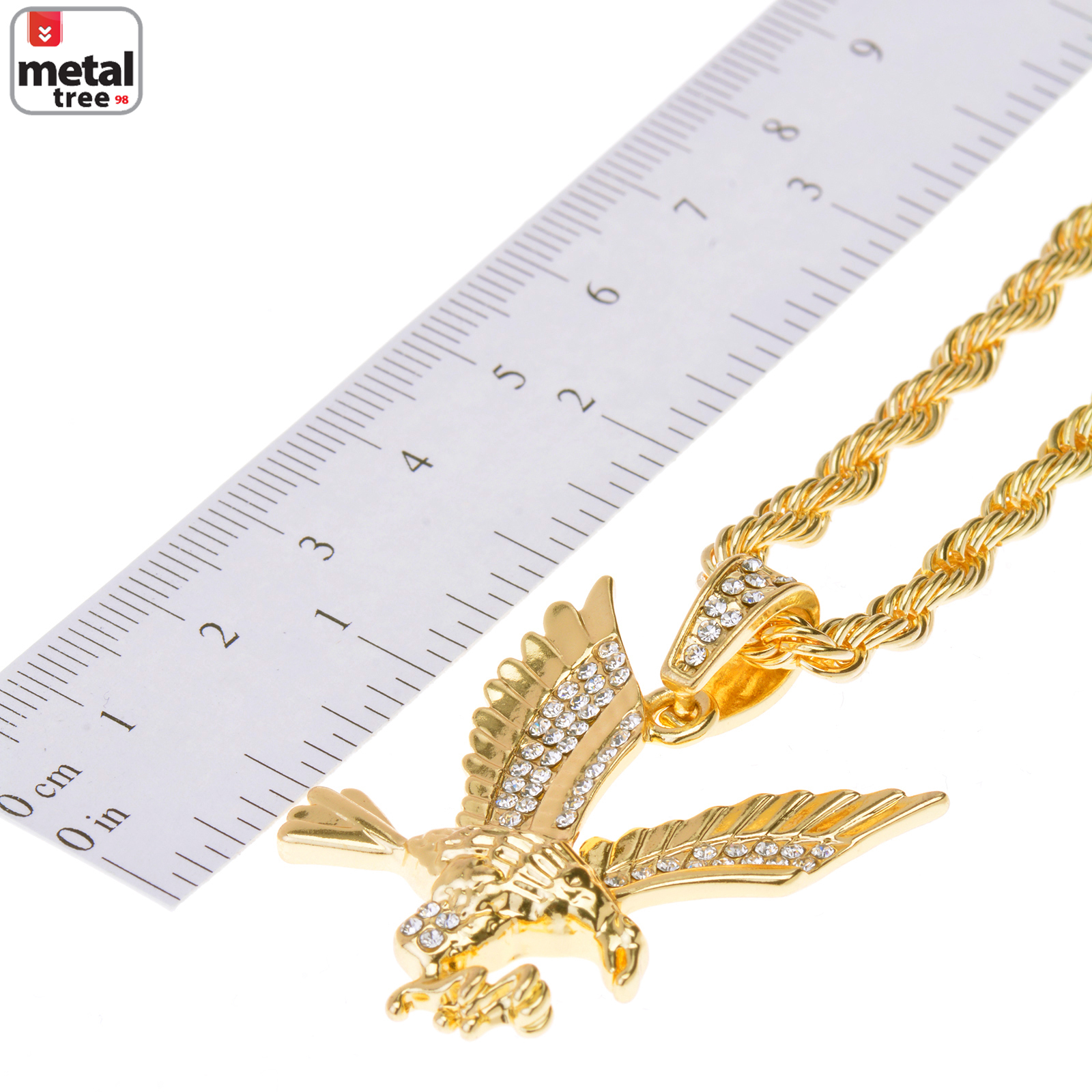 Men's Hip Hop 18k Gold Plated Iced Eagle 24" Rope Chain Necklace HC ...