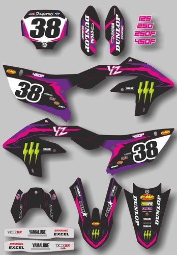 YAMAHA BLACK THROWBACK RETRO ANNIVERSARY DECAL KIT YZ YZF 125 250 450 ...