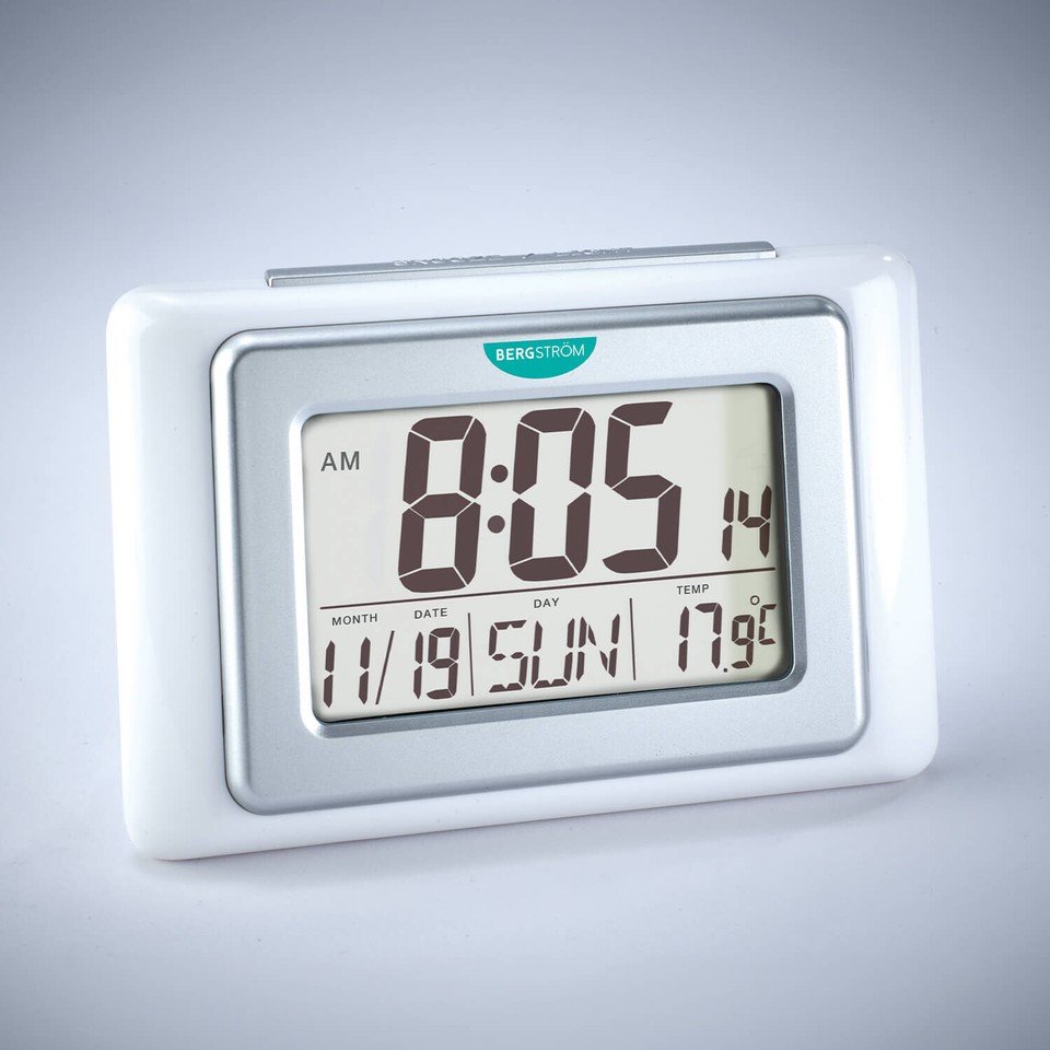 Atomic Radio-Controlled Digital Alarm Clock, Backlight Temperature Time ...