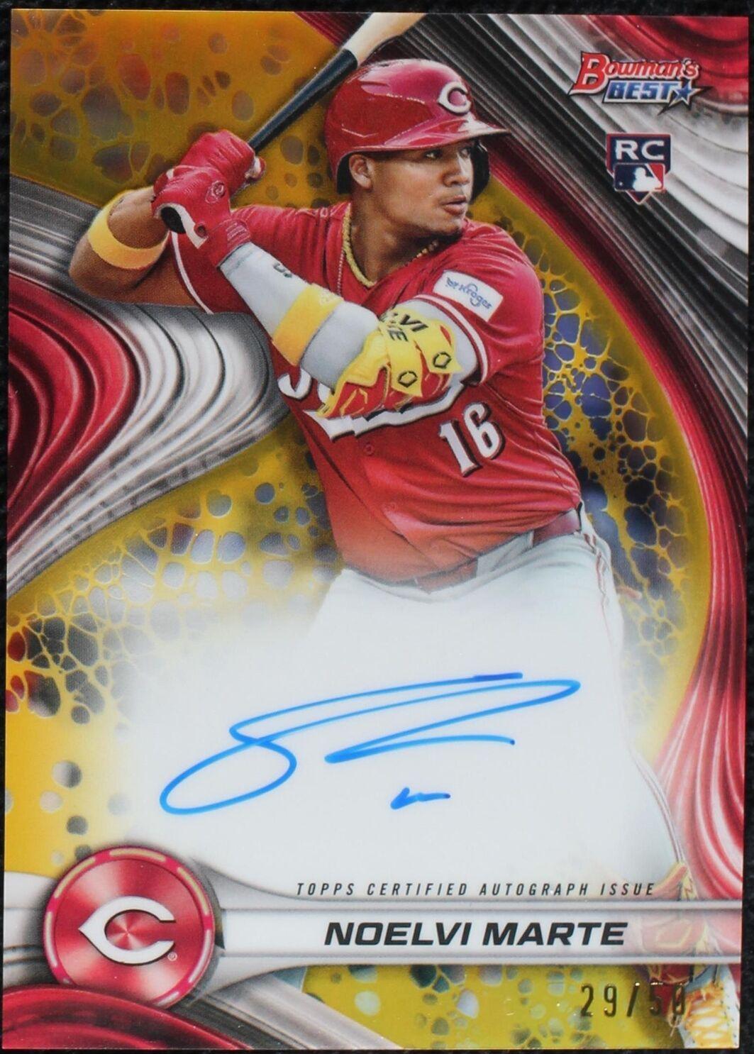 2024 Bowman's Best - Best of 2024 Autographs Noelvi Marte #B24-NM Gold Refractor /50 (AU, RC ...