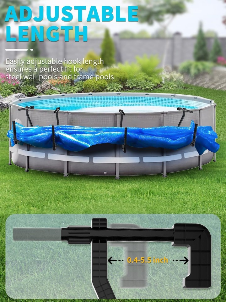 POEPRH Solar Cover Holder, Adjustable Solar Saddle Pool Cover Holder U ...